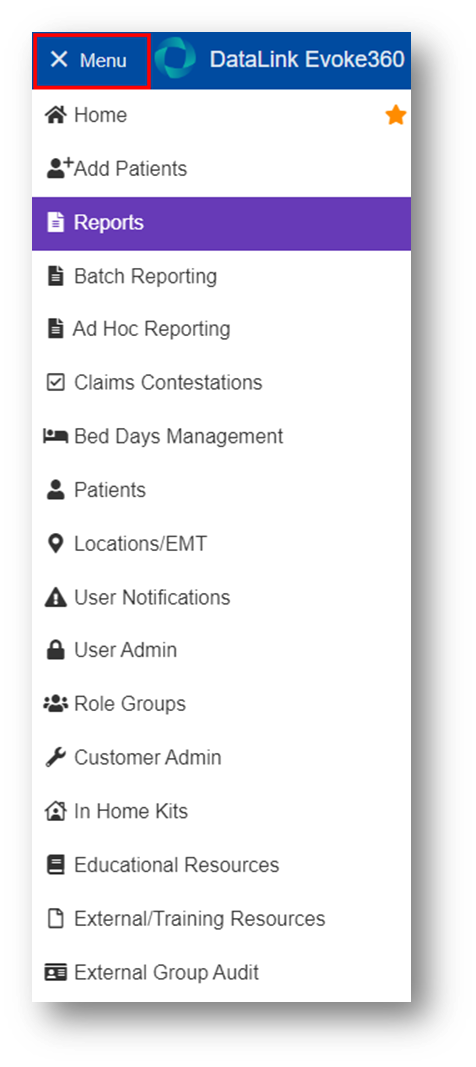 What's on the Evoke360 Menu – DataLink Software